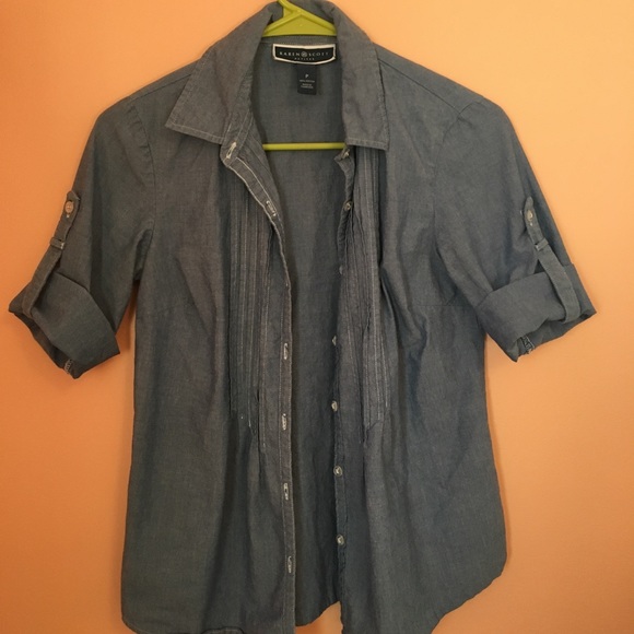 Karen Scott | Tops | Button Down Blouse With Cute Rolled Sleeves | Poshmark